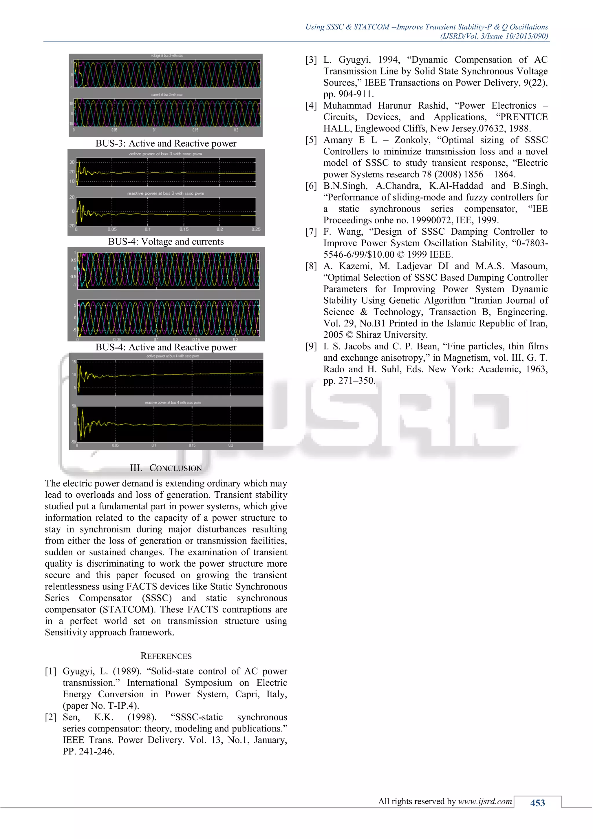 USING SSSC & STATCOM --IMPROVE TRANSIENT STABILITY--P & Q OSICALLATIONS | PDF