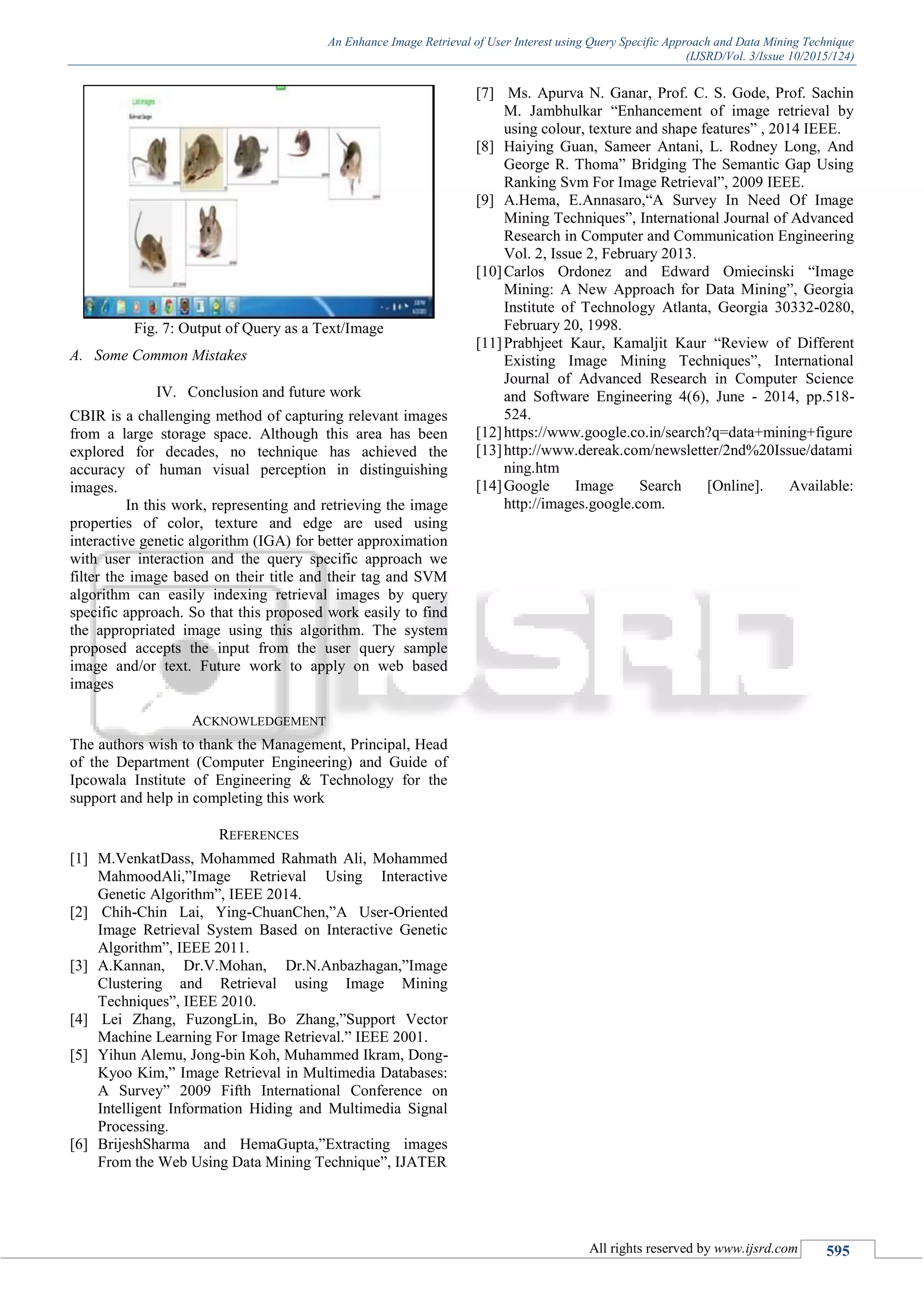 An Enhance Image Retrieval of User Interest Using Query Specific ...