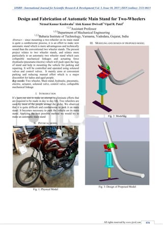 Design and Fabrication of Automatic Main Stand For Two-Wheelers | PDF