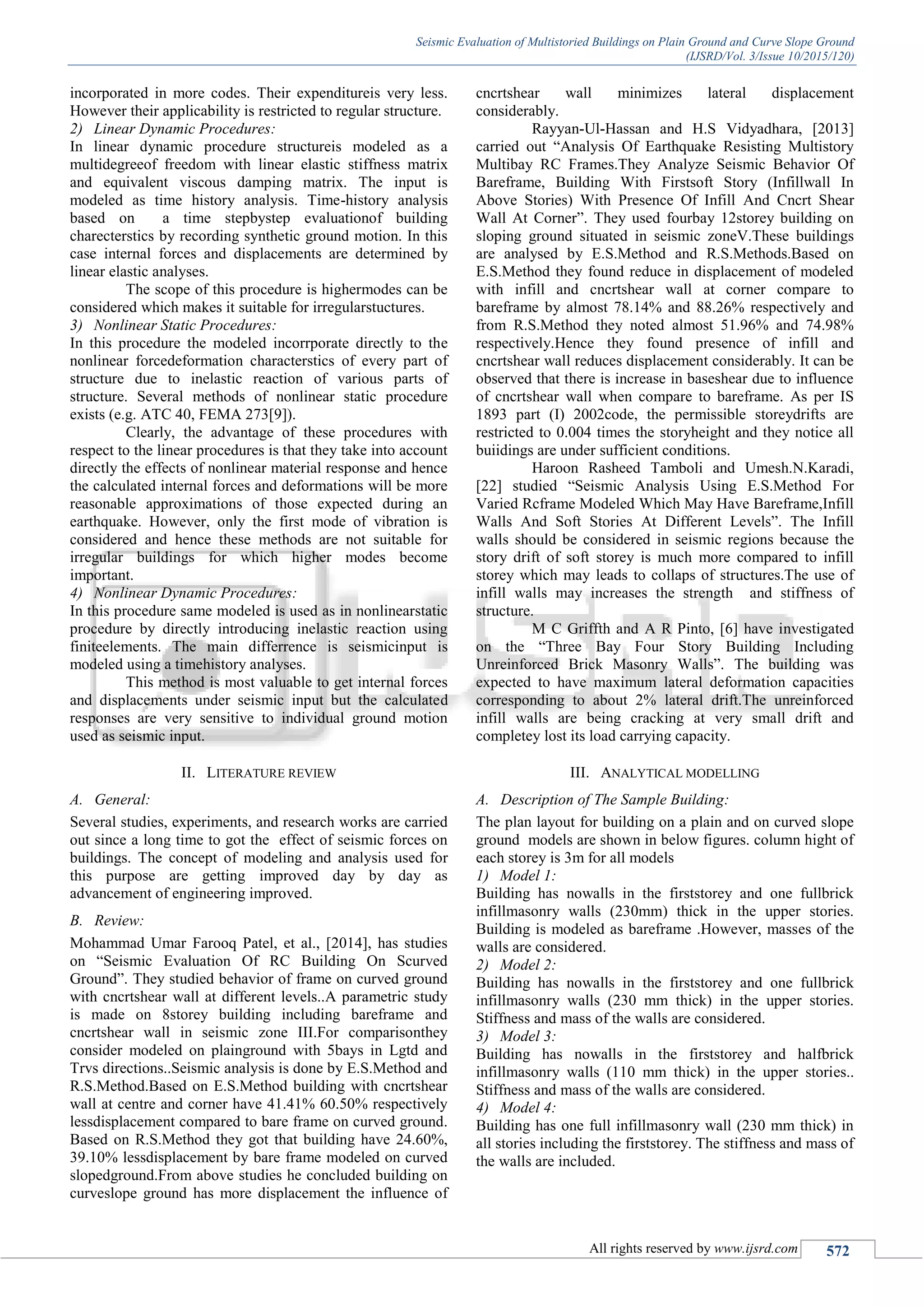 Seismic Evaluation of Multi-storeyed Buildings On Plain Ground And ...
