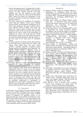 A Survey on the Performance of the Various MPPT Techniques of Standalone PV Generation System | PDF