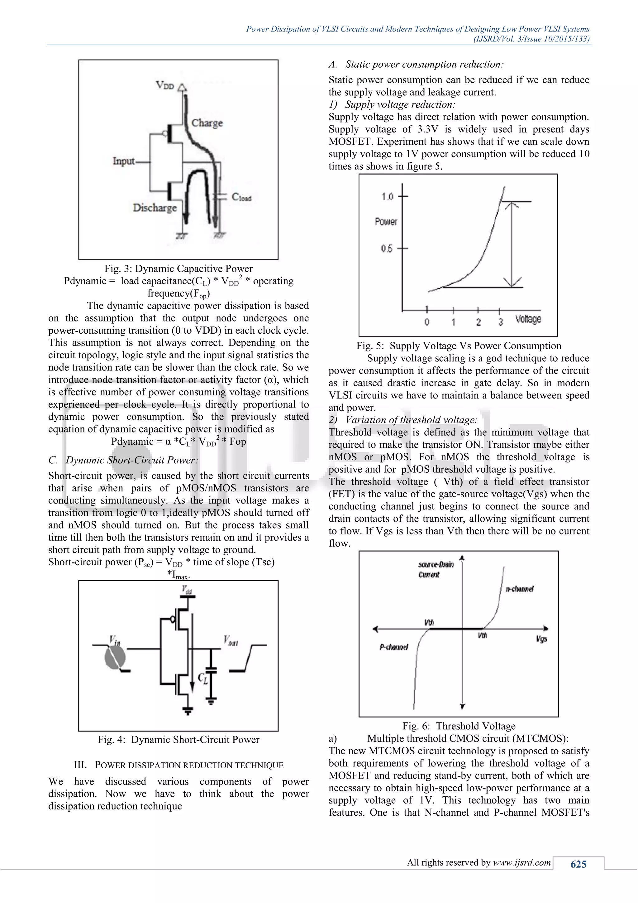 Power Dissipation of VLSI Circuits and Modern Techniques of Designing Low Power VLSI Systems | PDF