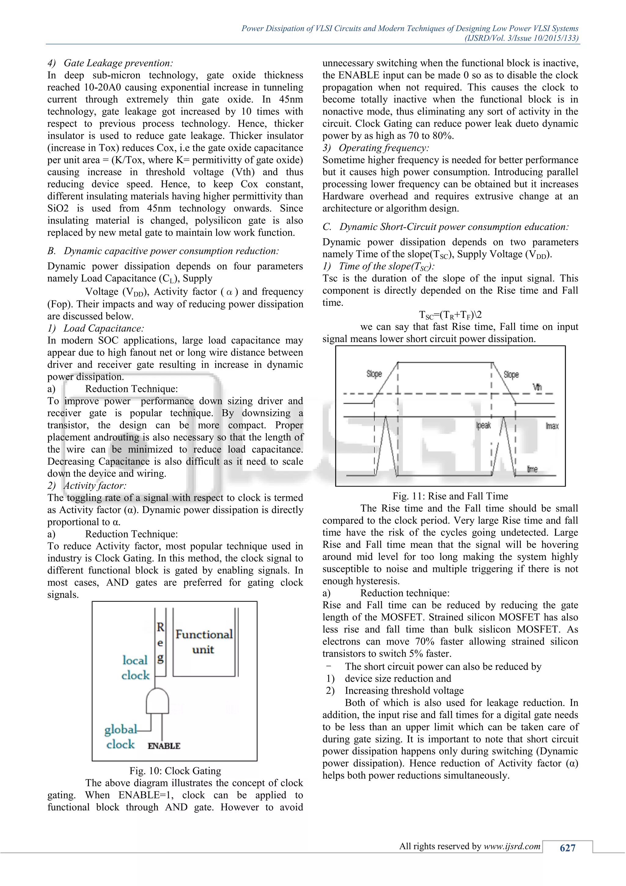 Power Dissipation of VLSI Circuits and Modern Techniques of Designing Low Power VLSI Systems | PDF