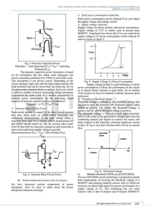 Power Dissipation of VLSI Circuits and Modern Techniques of Designing Low Power VLSI Systems | PDF