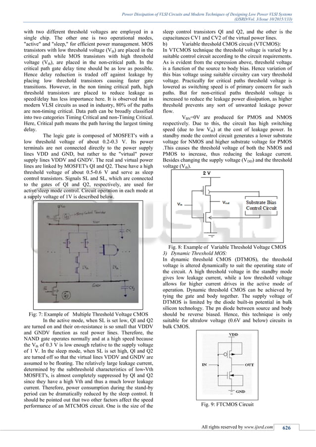 Power Dissipation of VLSI Circuits and Modern Techniques of Designing Low Power VLSI Systems | PDF