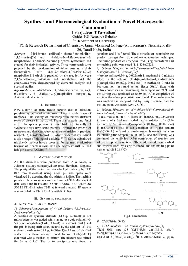 Synthesis and Pharmacological Evaluation of Novel Heterocyclic Compound | PDF | Chemistry | Science