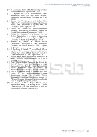 A Review on Image Segmentation using Clustering and Swarm Optimization Techniques | PDF