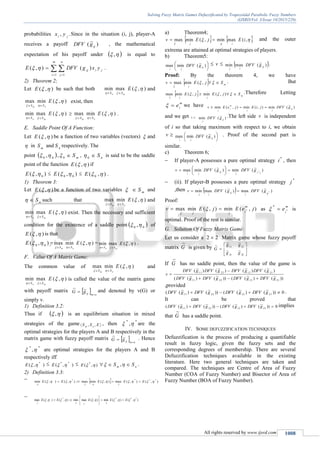 Solving Fuzzy Matrix Games Defuzzificated by Trapezoidal Parabolic Fuzzy Numbers | PDF