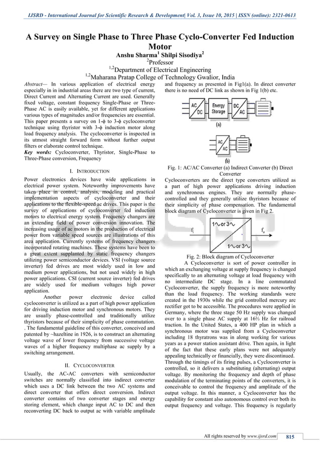 A survey on Single Phase to Three Phase Cyclo-Converter fed Induction ...