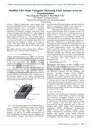 Modified T&U Shape Triangular Microstrip Patch Antenna Array for Communication. | PDF