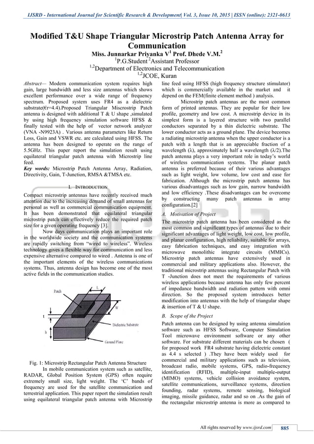 Modified T&U Shape Triangular Microstrip Patch Antenna Array for ...