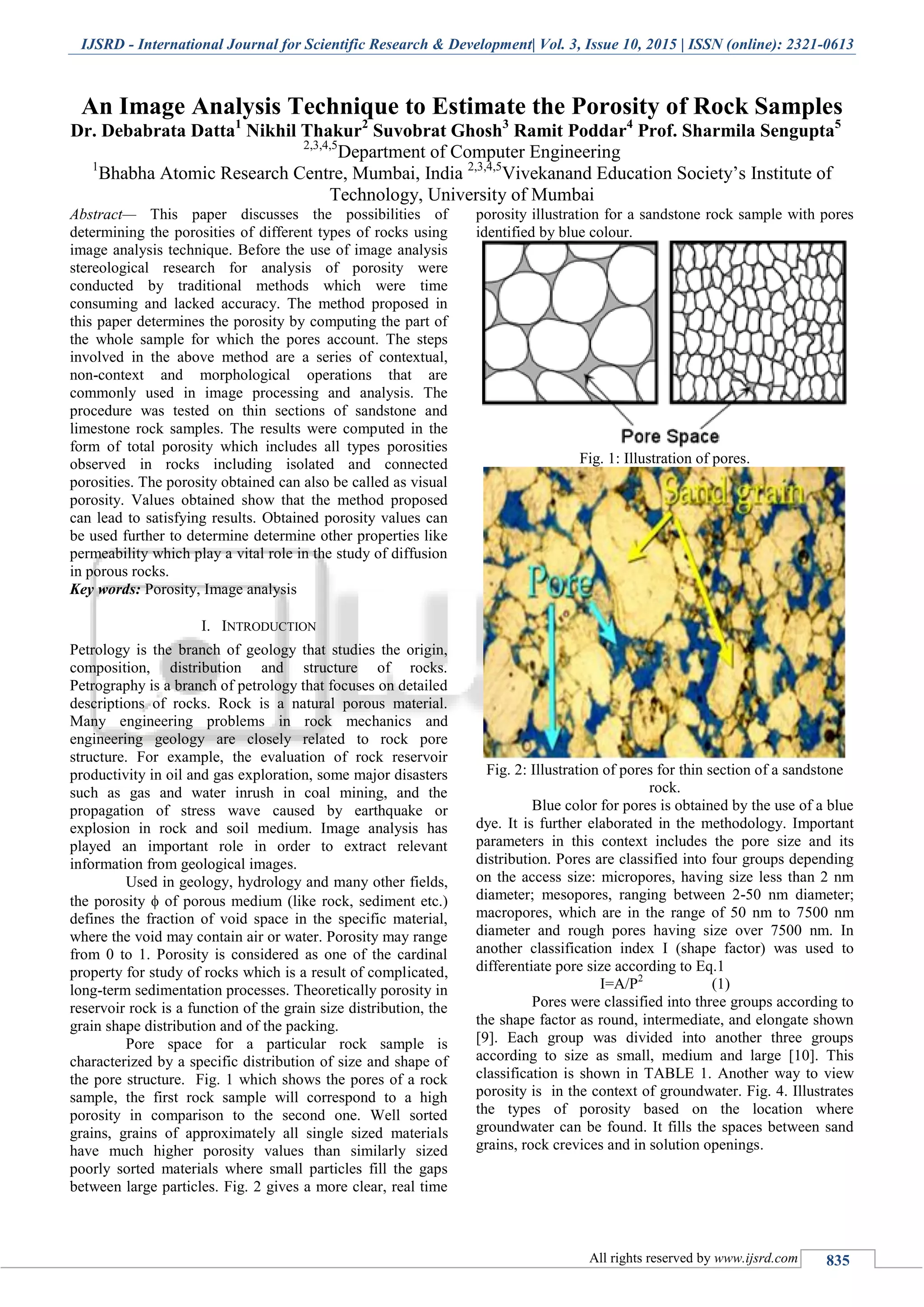 An Image Analysis Technique to Estimate the Porosity of Rock Samples | PDF