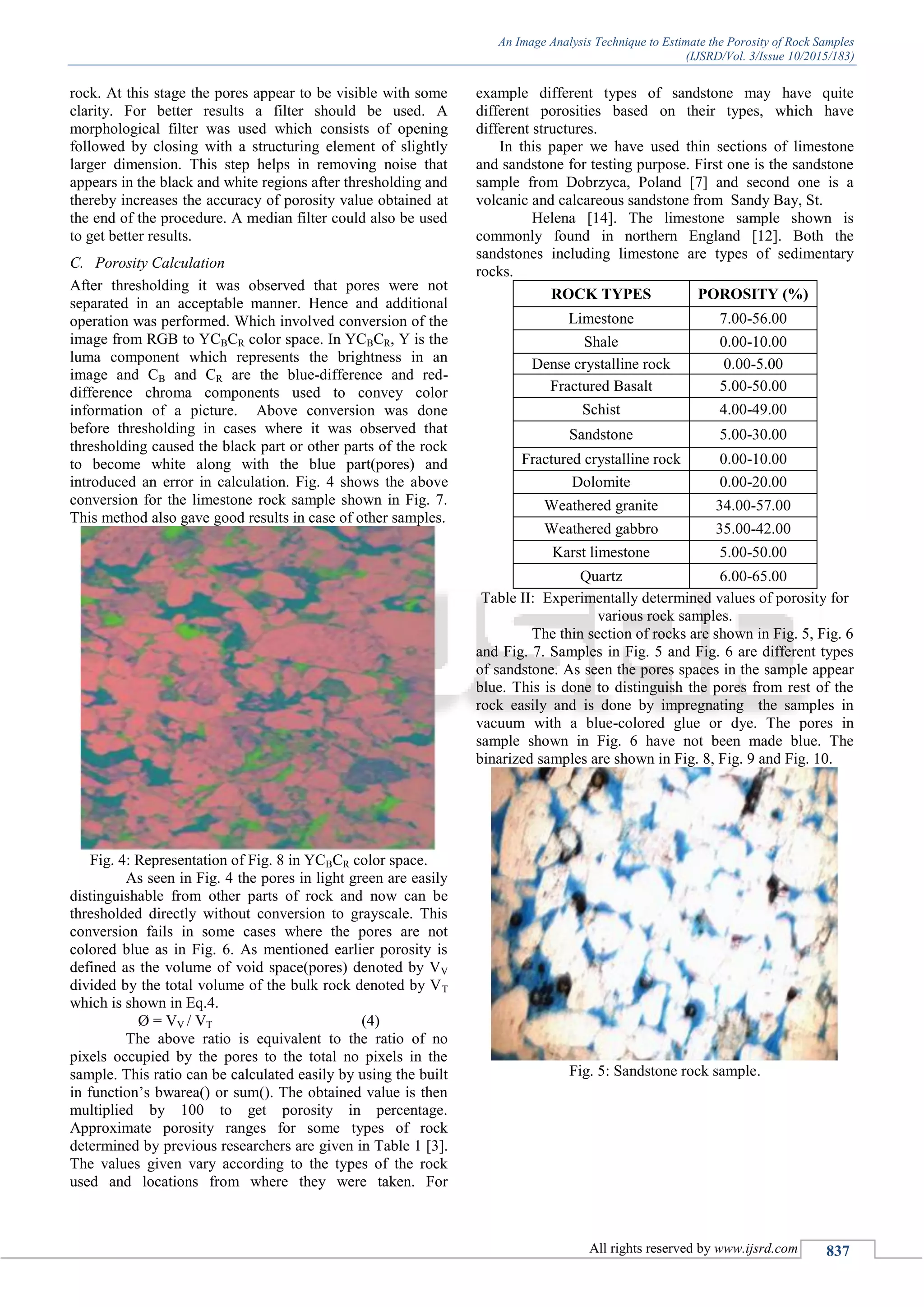 An Image Analysis Technique to Estimate the Porosity of Rock Samples | PDF