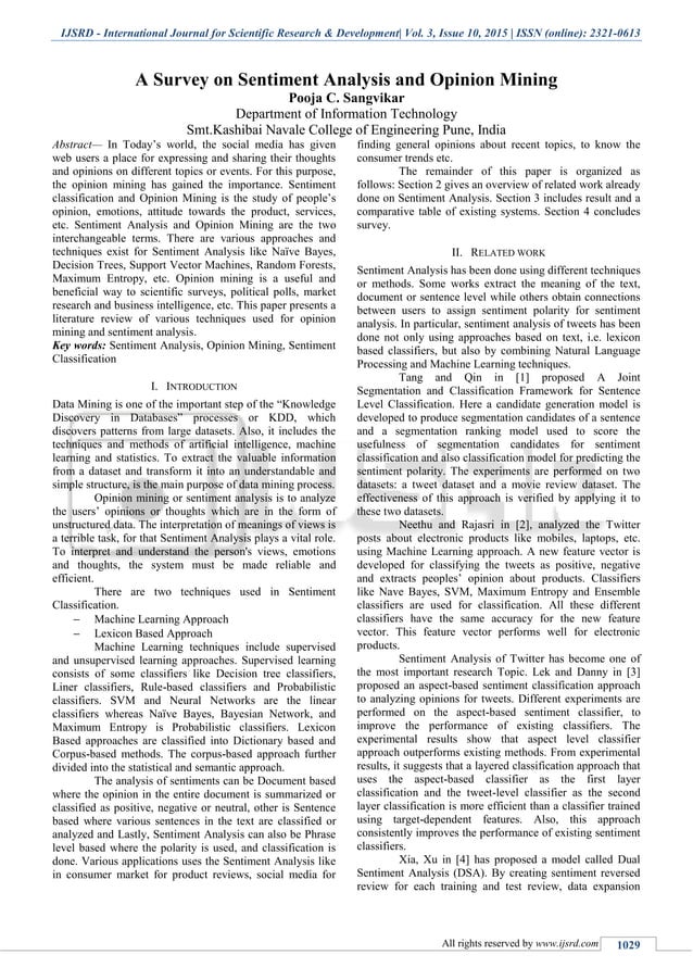 A Survey on Sentiment Analysis and Opinion Mining | PDF | Computing | Technology & Computing