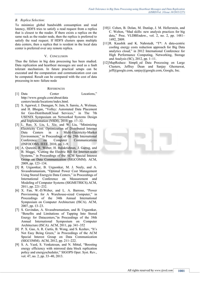 Fault Tolerance in Big Data Processing Using Heartbeat Messages and Data Replication | PDF ...