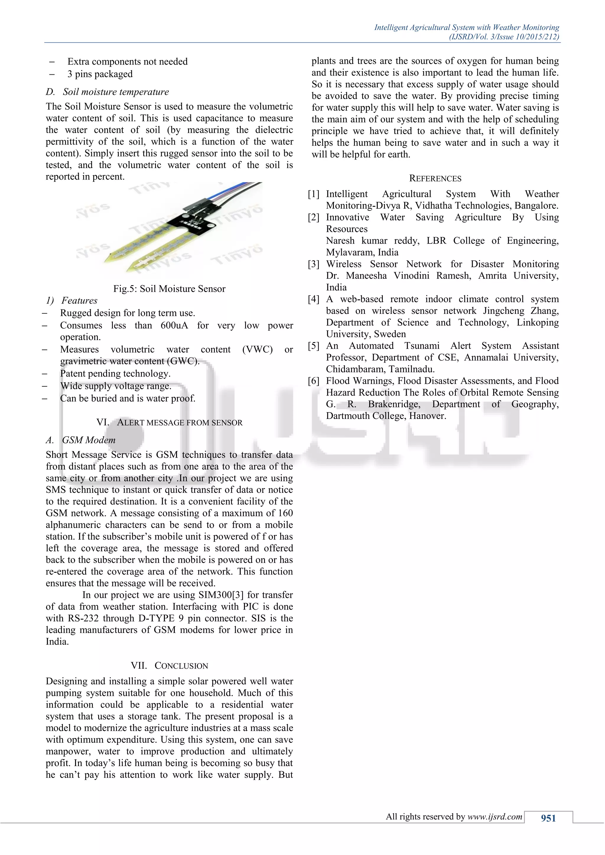 Intelligent Agricultural System with Weather Monitoring | PDF