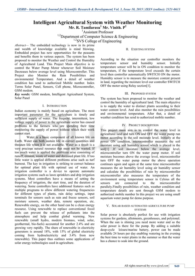 Intelligent Agricultural System with Weather Monitoring | PDF | Science