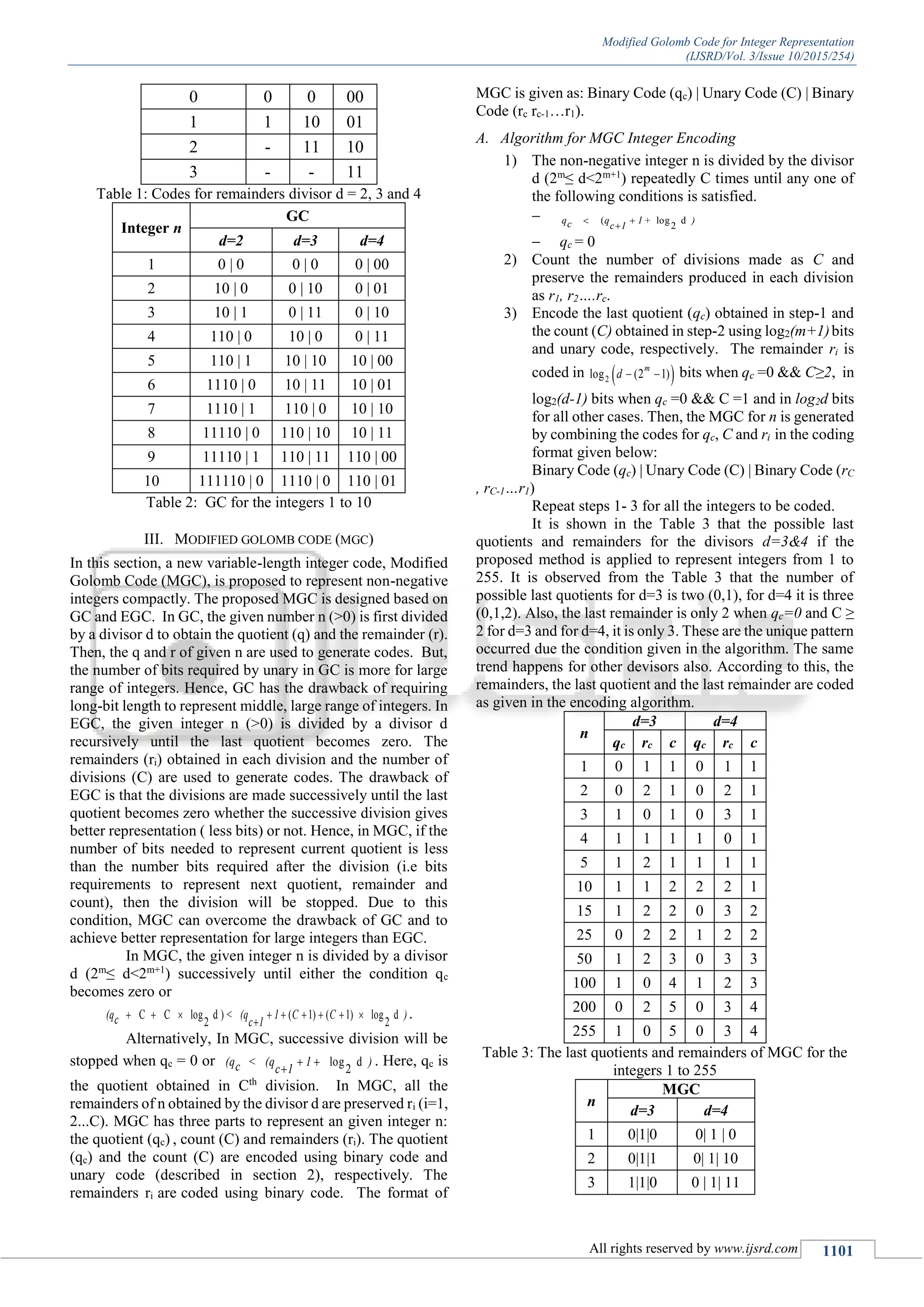 Modified Golomb Code For Integer Representation | PDF | Programming Languages | Computing