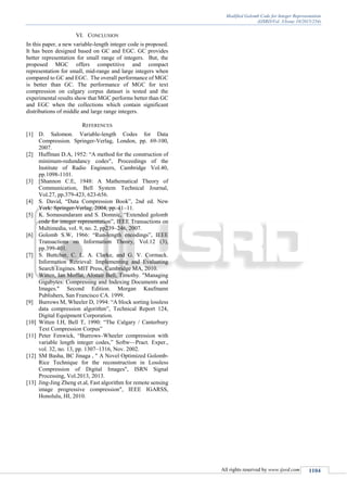 Modified Golomb Code For Integer Representation | PDF
