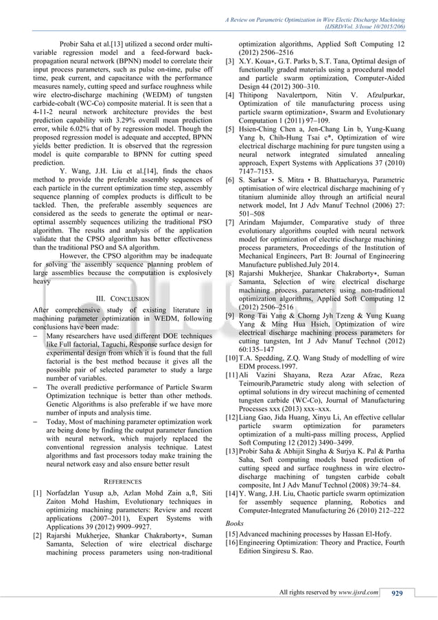 A Review on Parametric Optimization in Wire Electric Discharge Machining | PDF