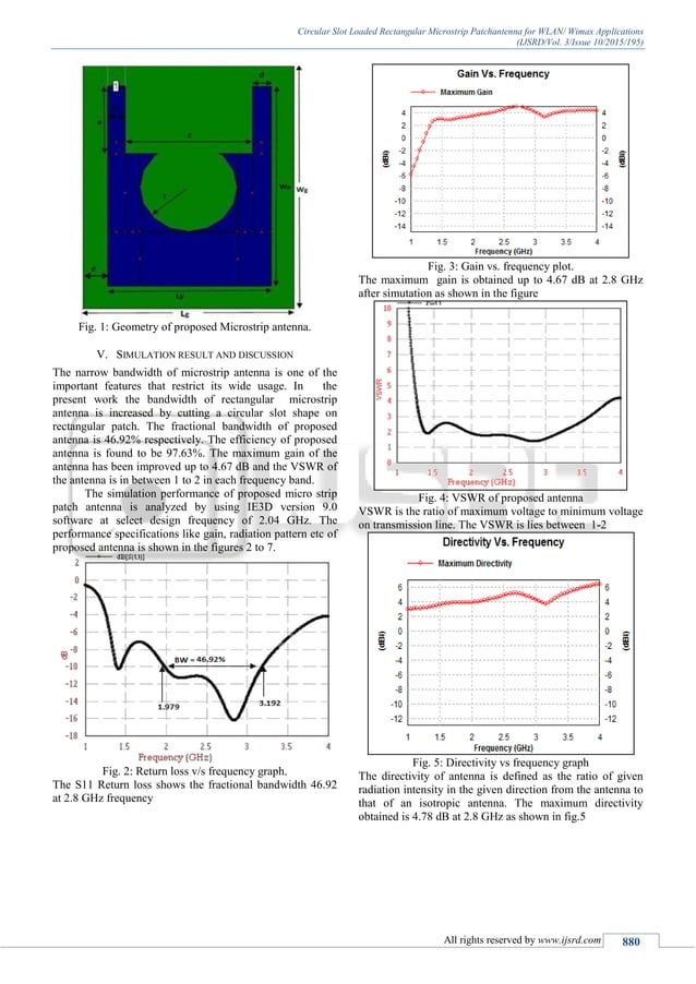 Circular Slot Loaded Rectangular Microstrip Patch Antenna For WLAN / WiMax Applications | PDF