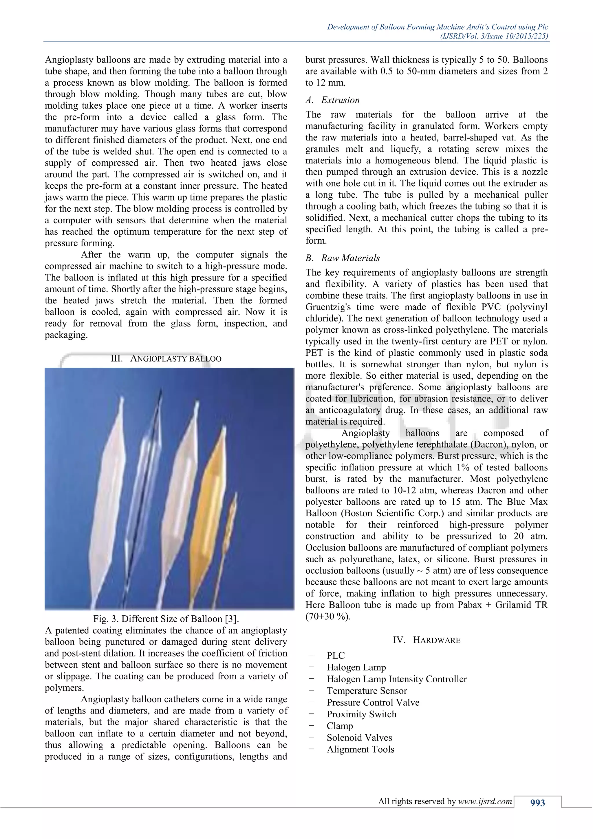 Development of Balloon Forming Machine and its Control Using PLC | PDF
