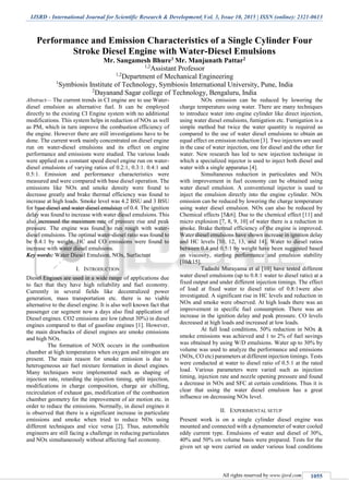 Performance and Emission characteristics of a Single Cylinder Four ...