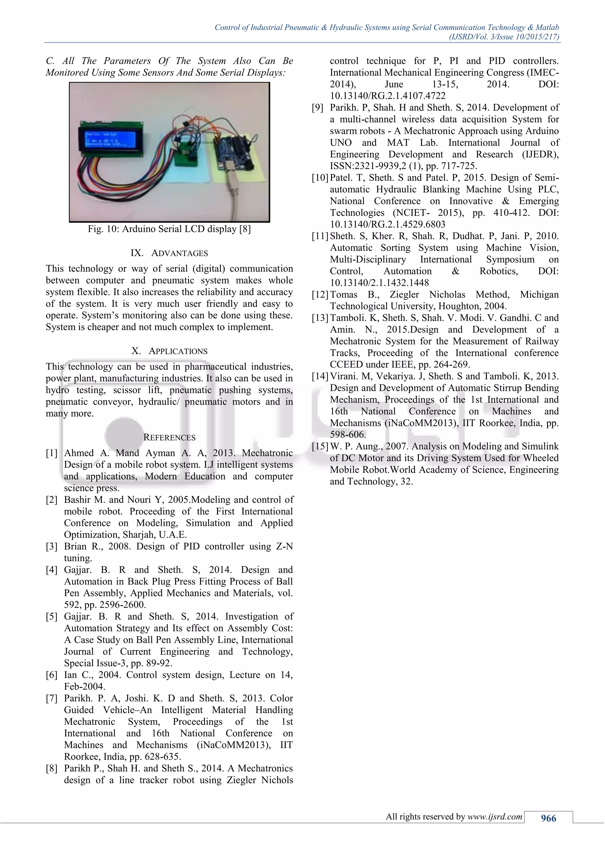 Control of Industrial Pneumatic & Hydraulic Systems using Serial Communication Technology ...