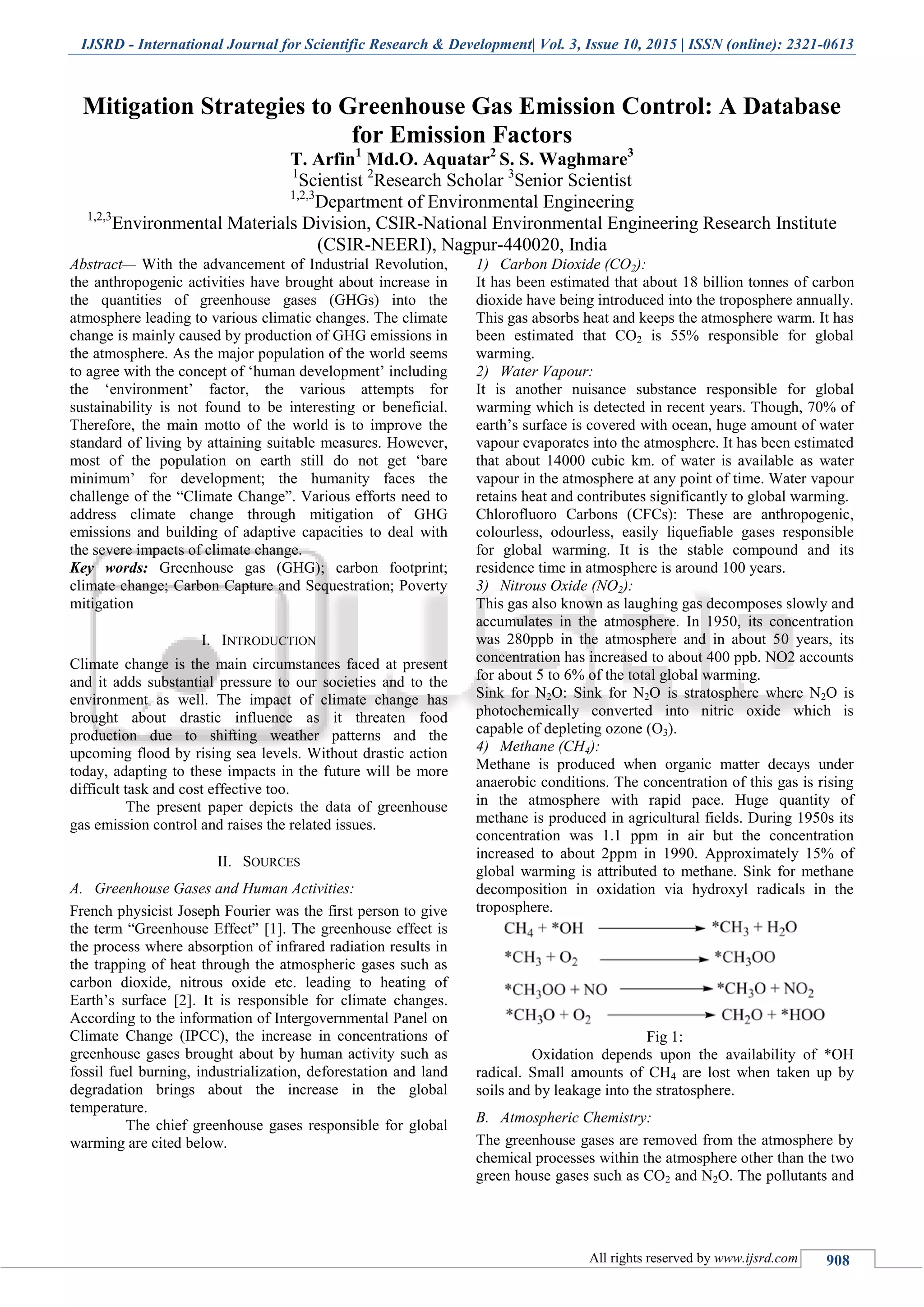 Mitigation Strategies to Greenhouse Gas Emission Control: A Database ...