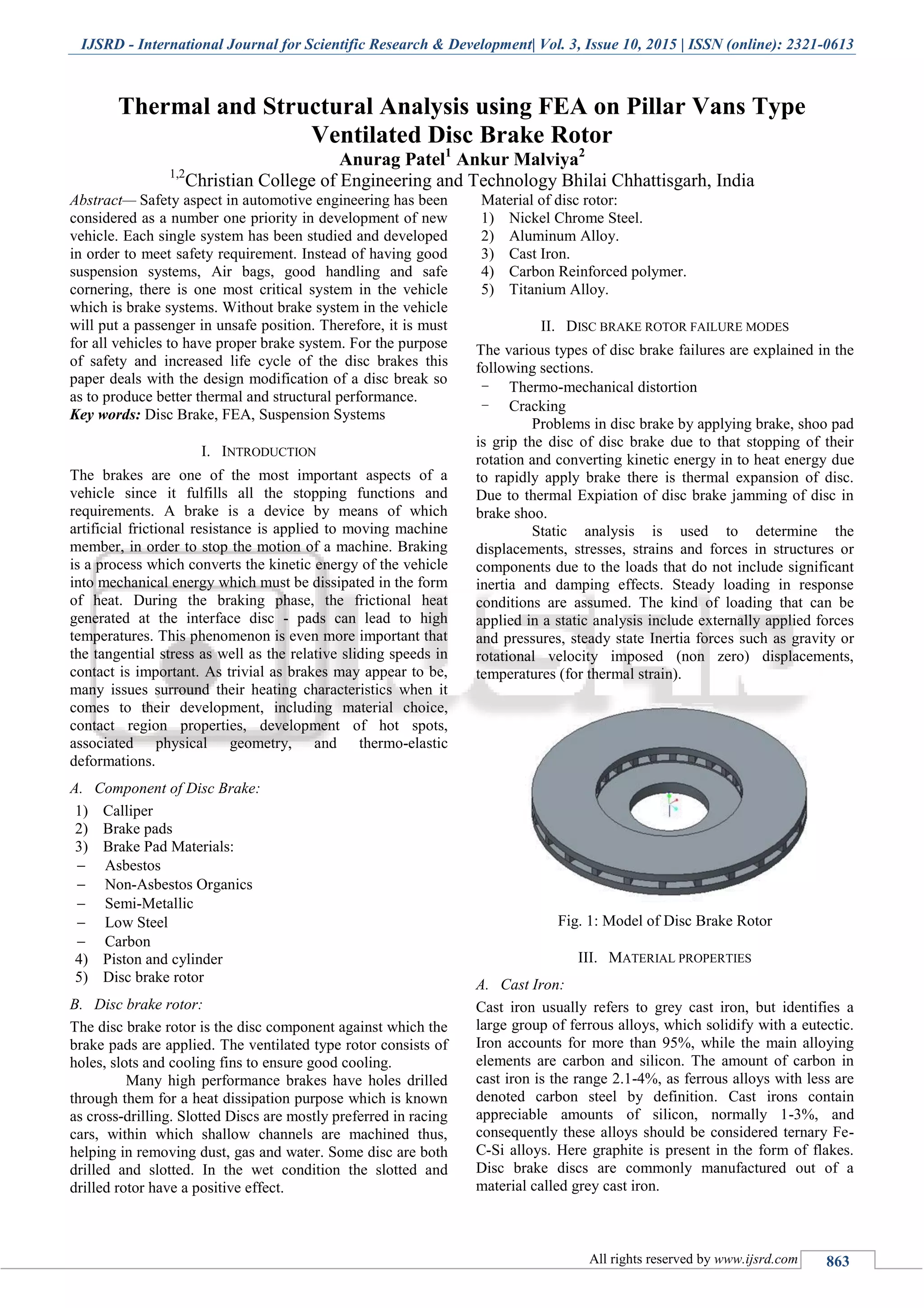 Thermal and Structural Analysis Using Fea on Pillar Vains Type ...