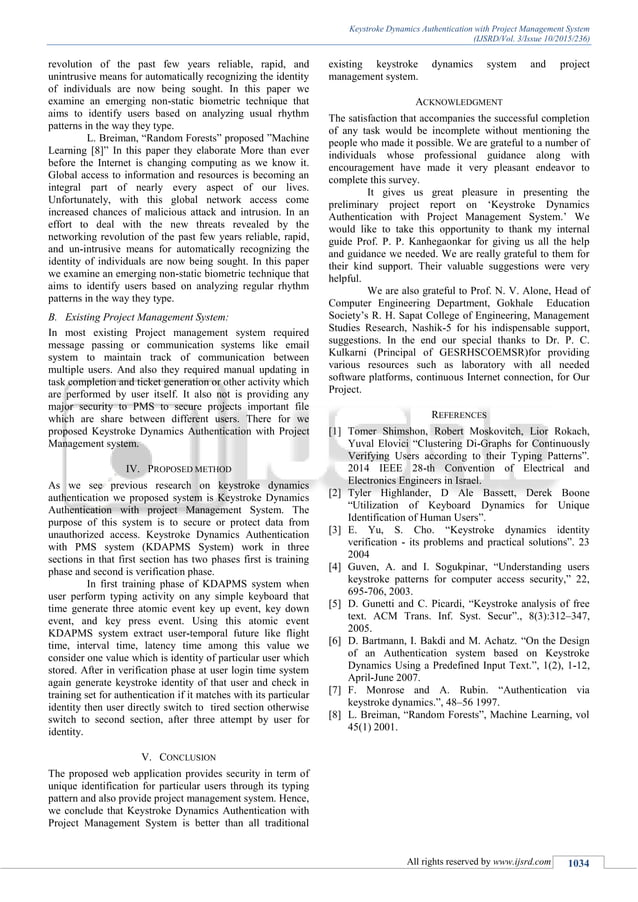 Keystroke Dynamics Authentication with Project Management System | PDF