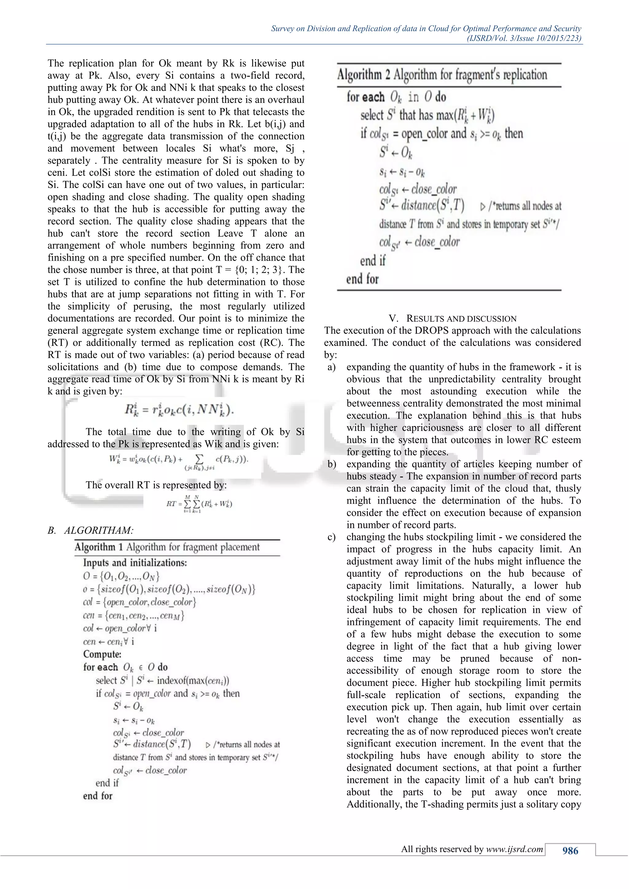 Survey on Division and Replication of Data in Cloud for Optimal Performance and Security | PDF