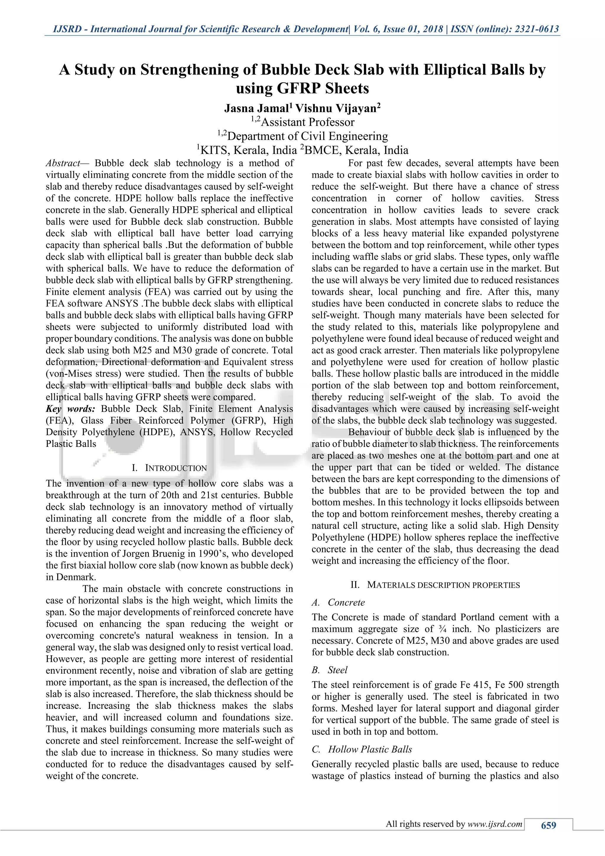 A Study on Strengthening of Bubble Deck Slab with Elliptical Balls by ...