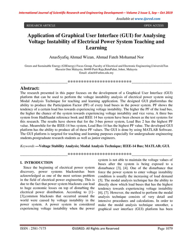 Application of Graphical User Interface (GUI) for Analysing Voltage ...