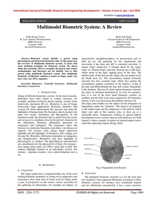 Multimodel Biometric System: A Review | PDF