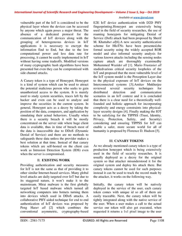 Unauthorized Access Detection In Iot Using Canary Token Algorithm Pdf