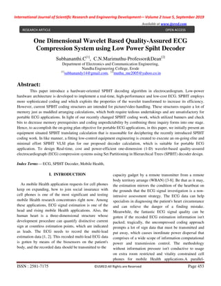 One Dimensional Wavelet Based Quality-Assured ECG Compression System using Low Power Spiht ...