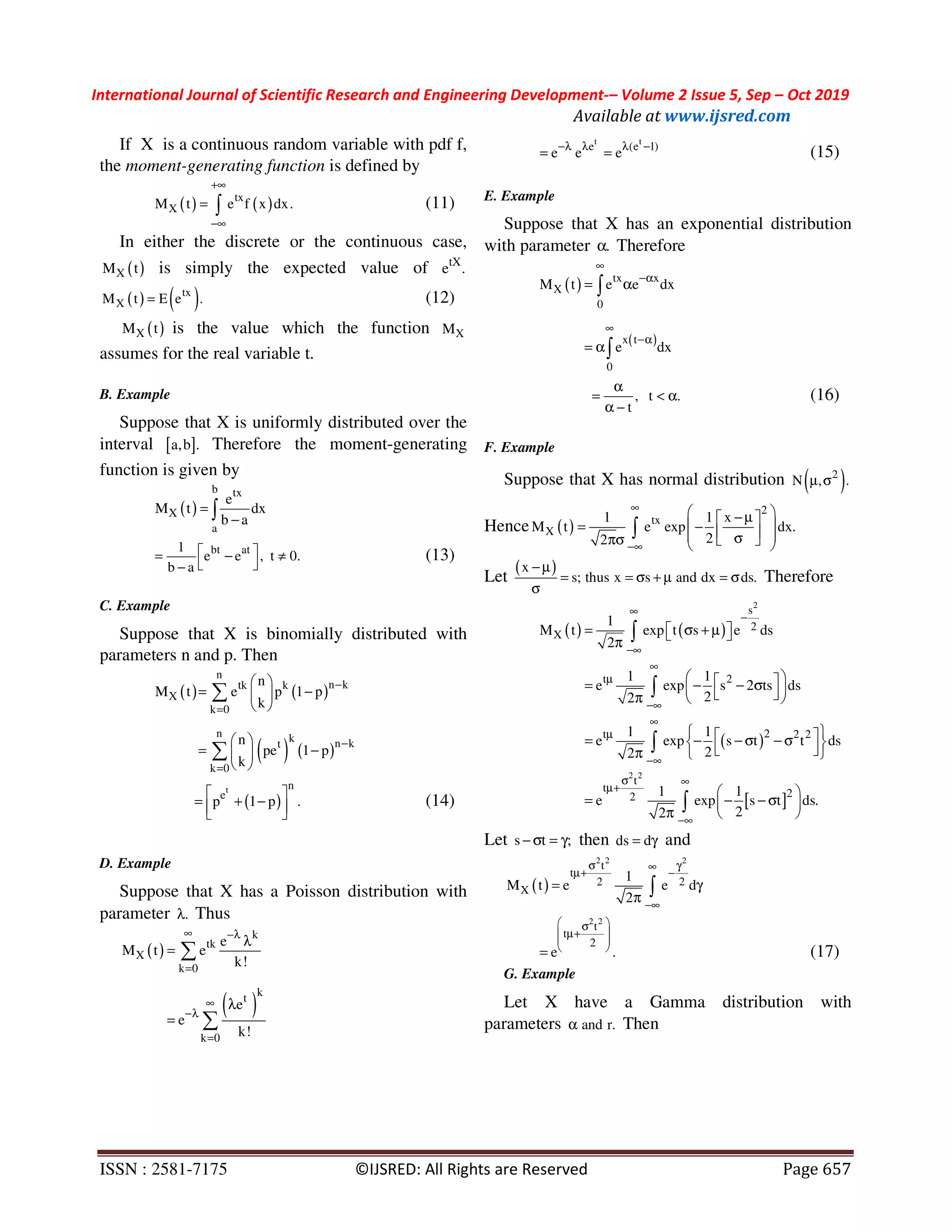 Moment-Generating Functions and Reproductive Properties of Distributions | PDF