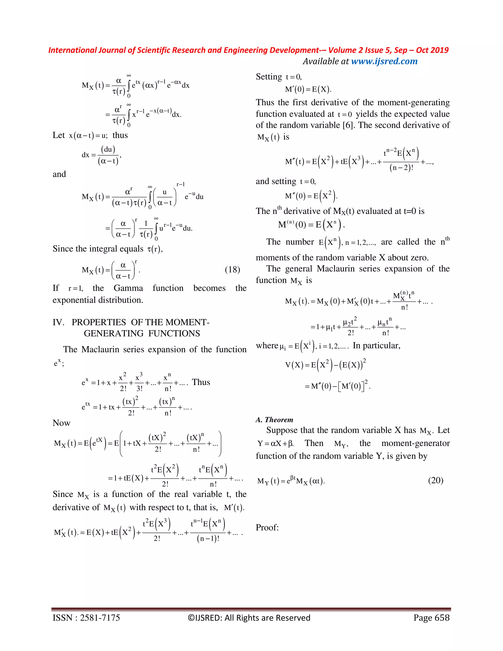 Moment-Generating Functions and Reproductive Properties of Distributions | PDF