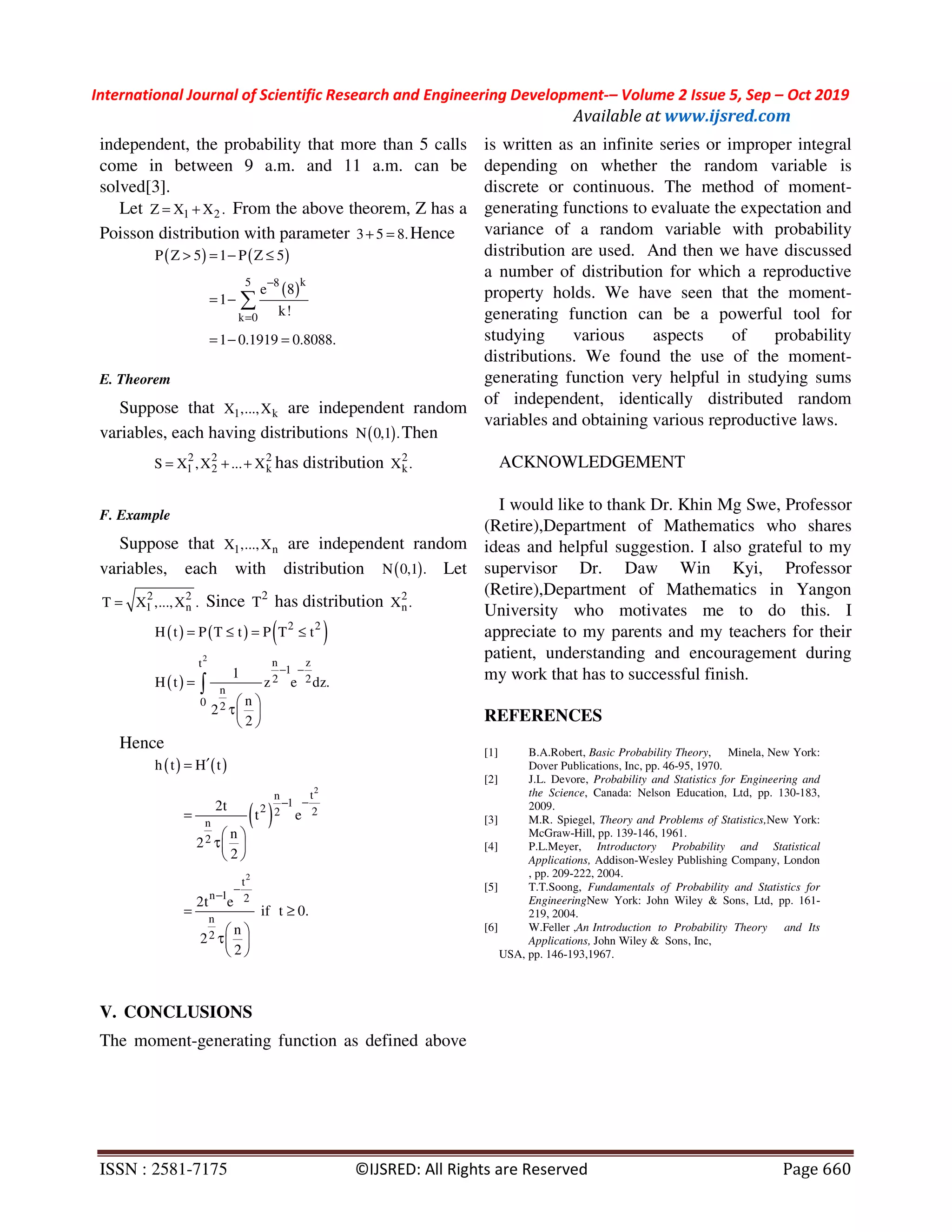 Moment Generating Functions And Reproductive Properties Of Distributions Pdf