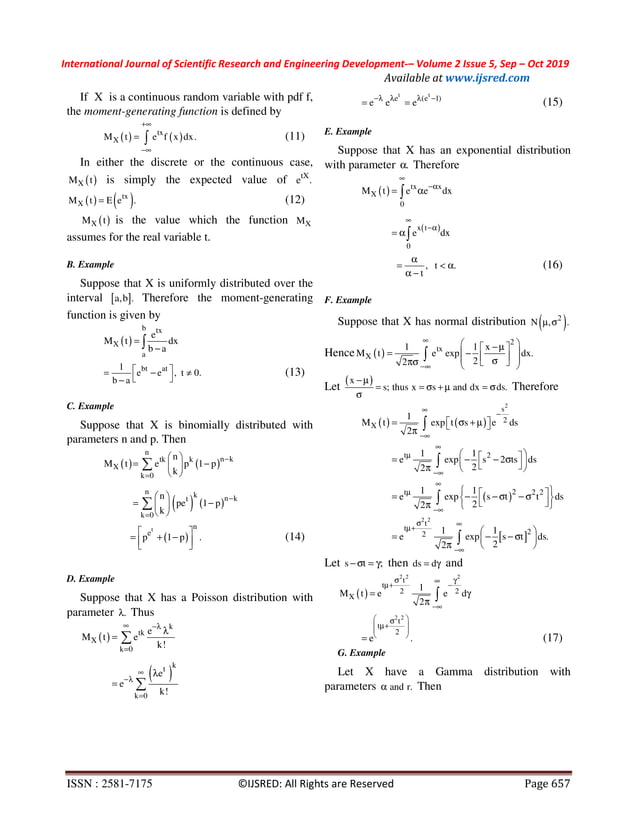 Moment Generating Functions And Reproductive Properties Of
