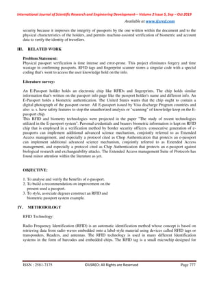 E-Passport Using RFID Tag and Finger Print Sensor | PDF