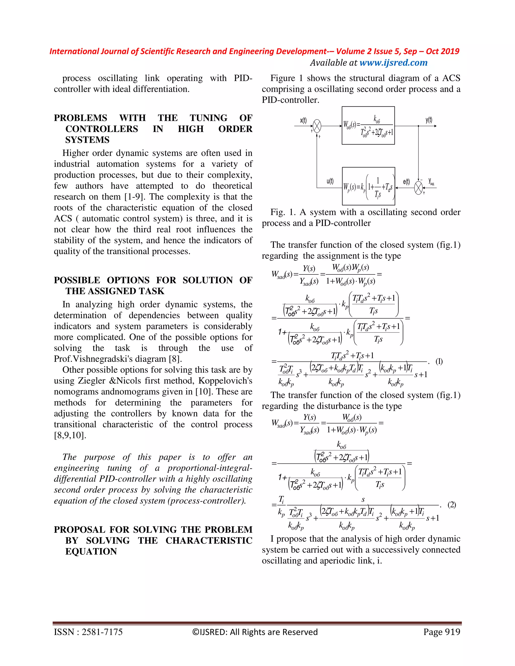 An Approach for Engineering Tuning of PID Controller with a Highly Oscillating Second Order ...