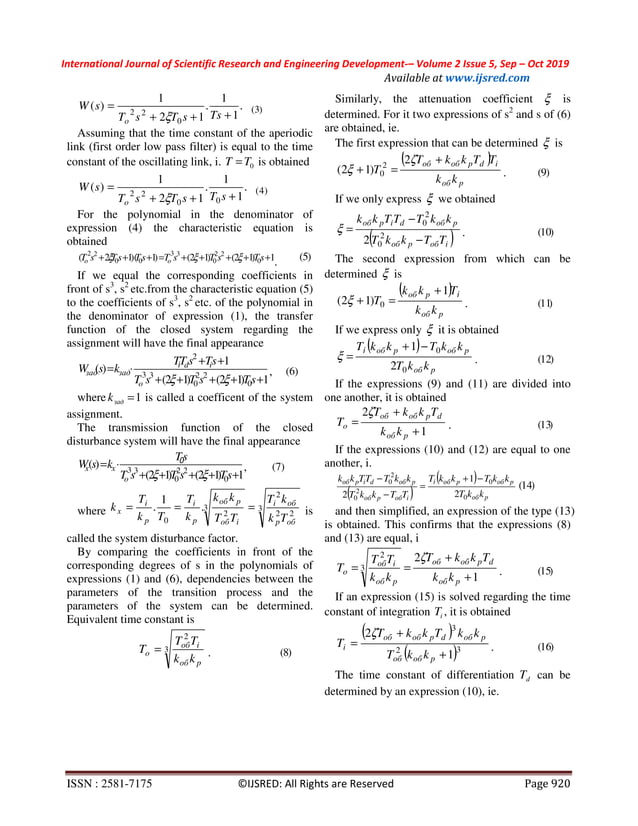 An Approach for Engineering Tuning of PID Controller with a Highly ...