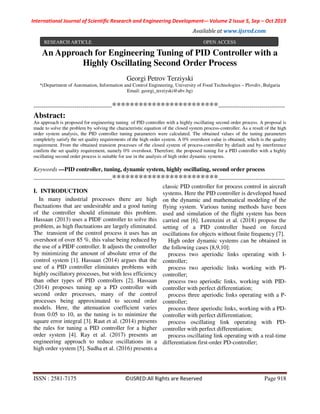 An Approach for Engineering Tuning of PID Controller with a Highly ...