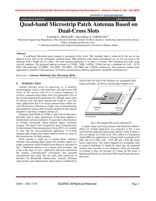 Quad-band Microstrip Patch Antenna Based on Dual-Cross Slots | PDF