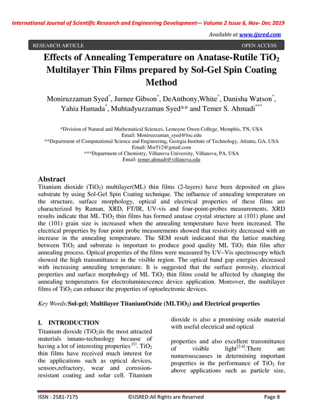 Effects of Annealing Temperature on Anatase-Rutile TiO2 Multilayer Thin Films prepared by sol ...