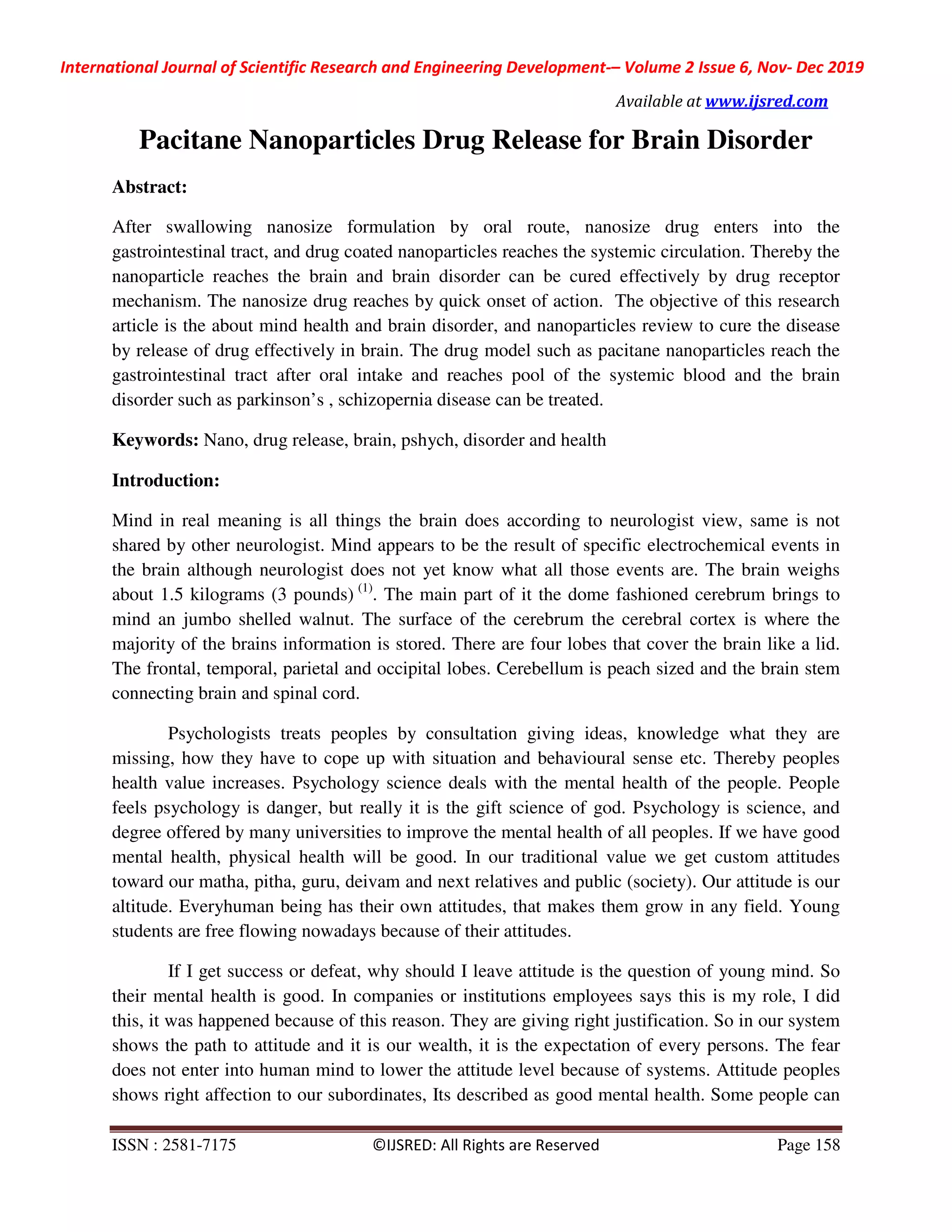 Pacitane nanoparticles drug release for brain disorder | PDF