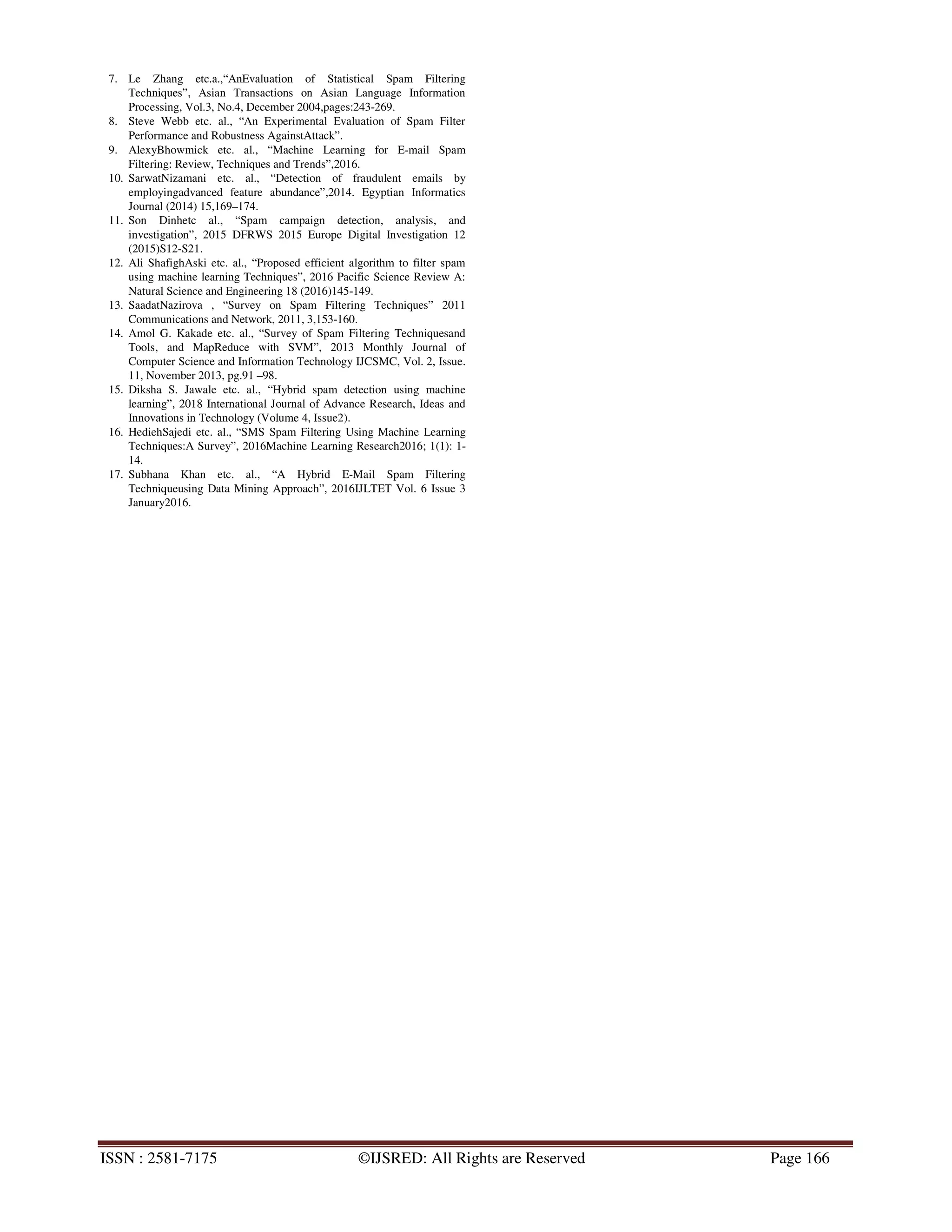 Cross breed Spam Categorization Method using Machine Learning Techniques | PDF