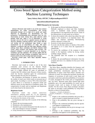 Cross breed Spam Categorization Method using Machine Learning Techniques | PDF